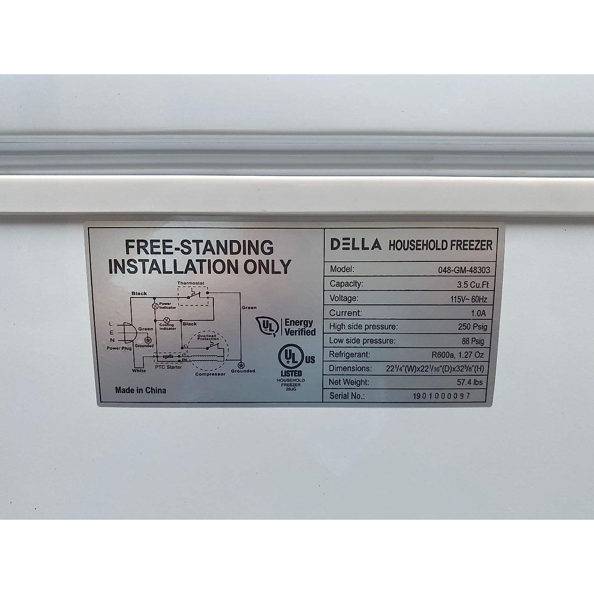 Commercial Freezer Chest freezer 3.5 CuFt 22" NSF Restaurant White Solid Flat Top w/Storage Baskets