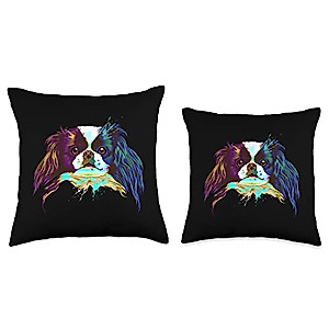 Japanese Chin Gifts Colorful Splash Dog Japanese Chin Throw Pillow, 16x16, Multicolor
