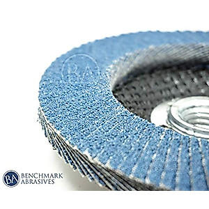 Benchmark Abrasives 4.5" x 5/8"-11 Premium High Density Jumbo Zirconia Type 29 Flap Discs 4 1/2 for Angle Grinder, Sanding Discs, Finishing - Grinding Wheels 4 1/2 Inch (10 Pack) - 60 Grit
