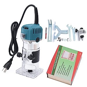 110V 800W Wood Router, 30000R/MIN Routers Tool Wood Trimmer Router Electric Hand Trimmer Laminate Milling Engraving (Wood Router Tool Set)