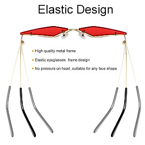 JOVAKIT Rimless Lozenge Sunglasses for Women Men Fashion Polygon Sun Glasses Metal Frame Rave Party Halloween Eyeglasses (Silver Mirror)