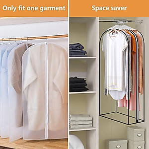 ANBOO 60" Long Garment Bags for Hanging Clothes, 10" Gusseted Waterproof All Clear Garment Bags for Storage, Hanging Garment Bag with Smooth Side Zipper for Shirts, Coat, Jacket, Dresses, 4 Pcs