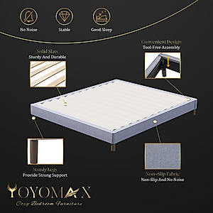 yoyomax Full Size Bed Frame, Classic Wood Platform Slats Support/Mattress Foundation/Tool-Free Assembly within 10 Mins/No Box Spring Needed, Elegant Gray