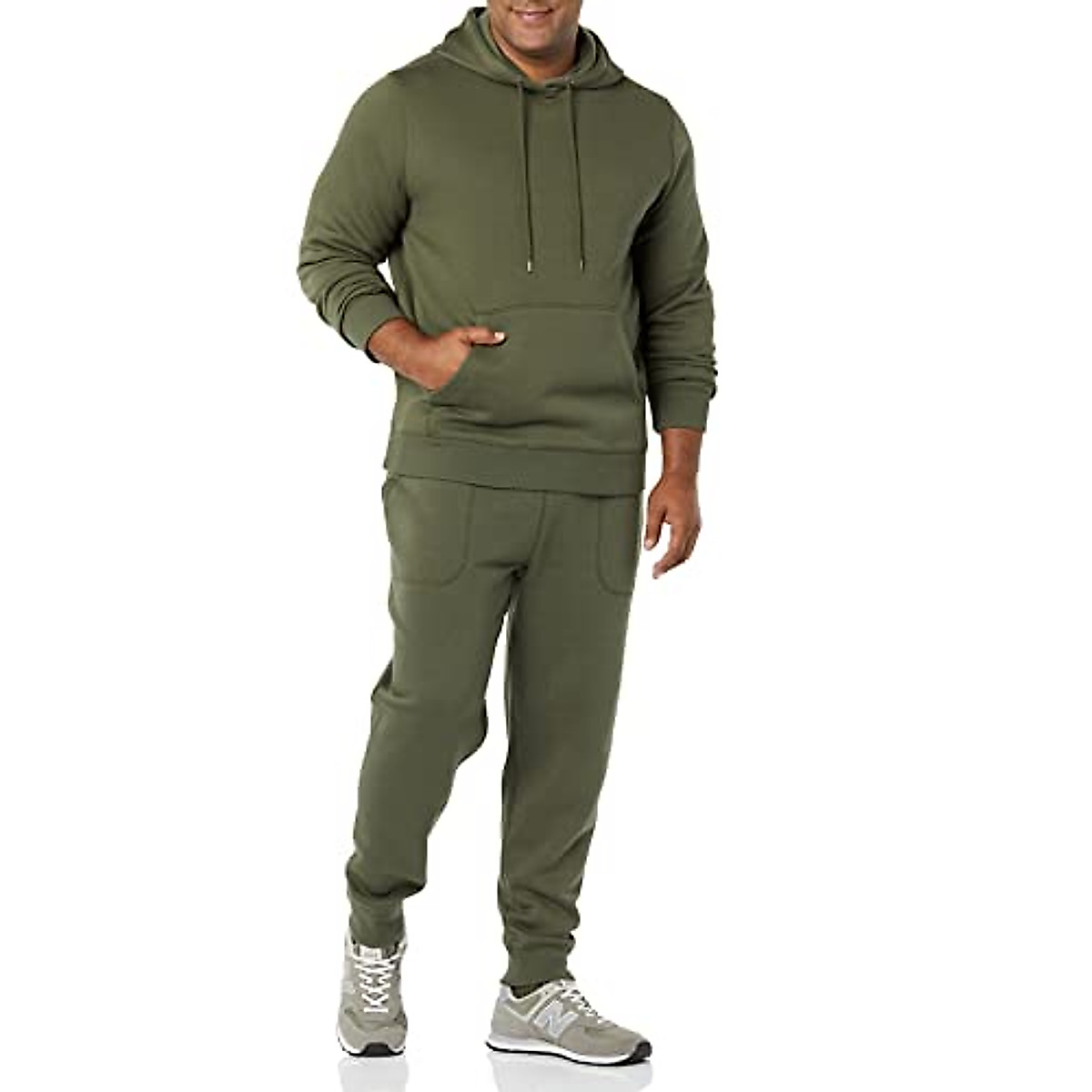 Goodthreads Men's Washed Fleece Pullover Hoodie, Olive, Large