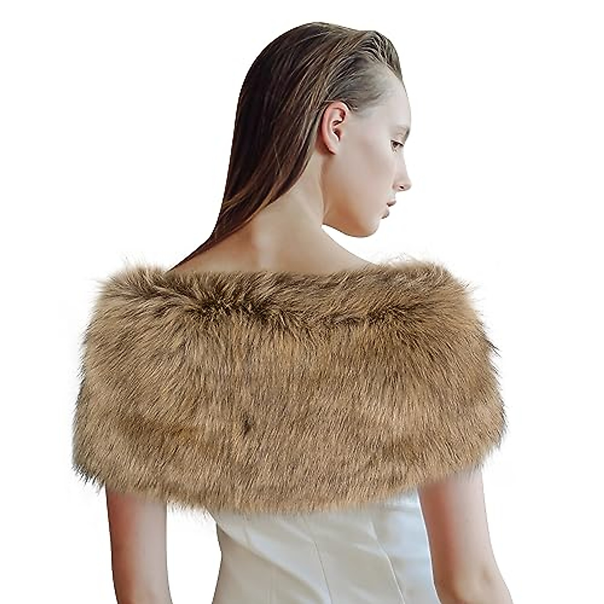 Dikoaina Extra Large Women's Faux Fur Collar for Winter Coat,Raccoon,120cm