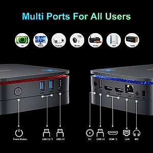 Blackview MP60 Mini PC 16GB DDR4 RAM 512GB M.2 SSD, Gaming Computer with Processor Intel N5095, VESA/Home/Business Mini Desktop, 4K HD Dual HDMI Gigabit Ethernet, Black