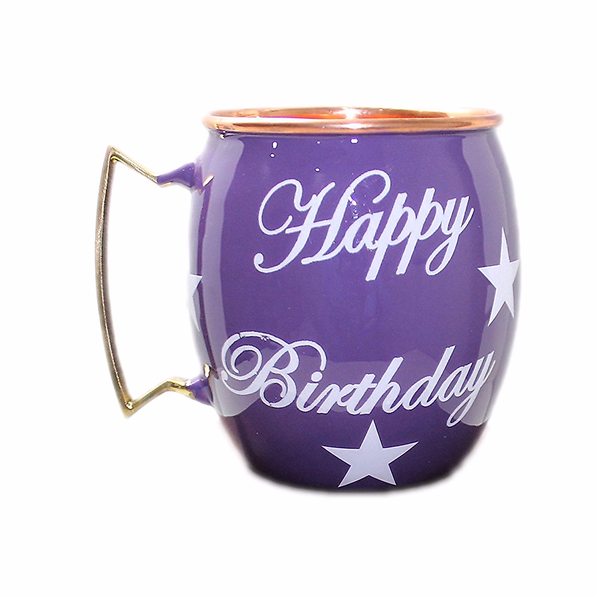 PARIJAT HANDICRAFT Happy Birthday Hand Painted Copper Mugs Special Deign For Gift On Birthday Moscow Mule Mugs Cups Mugs Smooth Finish.