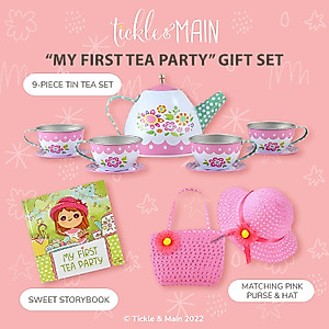 Tickle & Main My First Tea Party Gift Set, 12-Piece Set Includes Book, Tea Set, Hat, and Purse for Toddler Girls