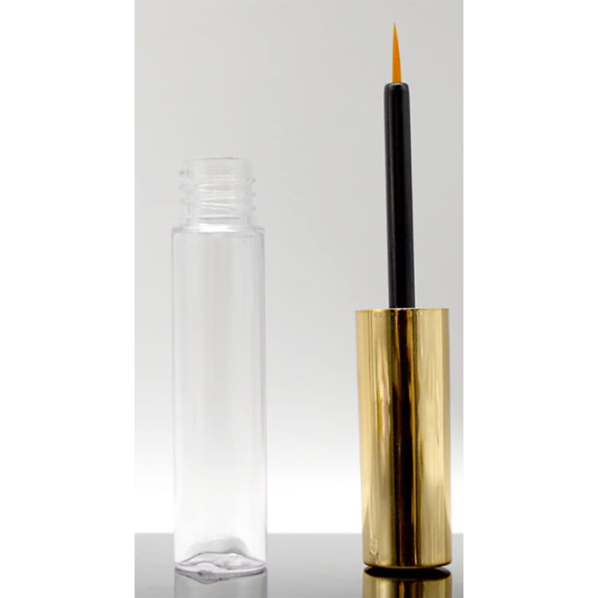 10ml Plastic Eyeliner Vials Bottle Empty Refillable Disposable Eyeliner Brush Applicator Multi-functional Eyelashes Container for DIY Eyelash Growth Oil, Eye Gloss Liquid, Gold Cover, Pack of 10