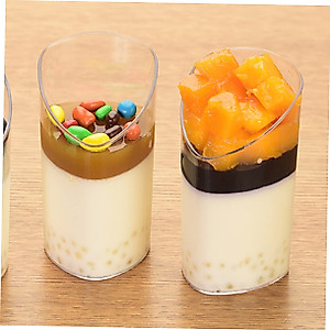 NOLITOY Dessert Cups 10pcs Cheesecake Cups Dessert Cup Plastic Parfait Mousse Cup Wood Bran Mini Mousse Cups Transparent Dessert Cup Bevel Dessert Pots