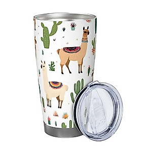 quopvn Alpaca Llama Print 20oz Car Cup Ps Material Lid, Perfect For Hot & Cold Drinks