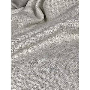 Eikei Wool Throw Blanket Geo Herringbone Pattern Oversized Couch Throw Blanket Fringe Trim Soft Merino Woolen Afghan Minimalist Style Lightweight Machine Washable (Light Beige, 55Wx78L)