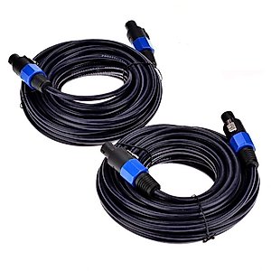 Yuyaokk 2Pack 25 ft Male Speakon to Speakon Cables, Professional 12 Guage AWG Audio Cord DJ Speaker Cable Wire with Twist Lock - 2 Conductor.