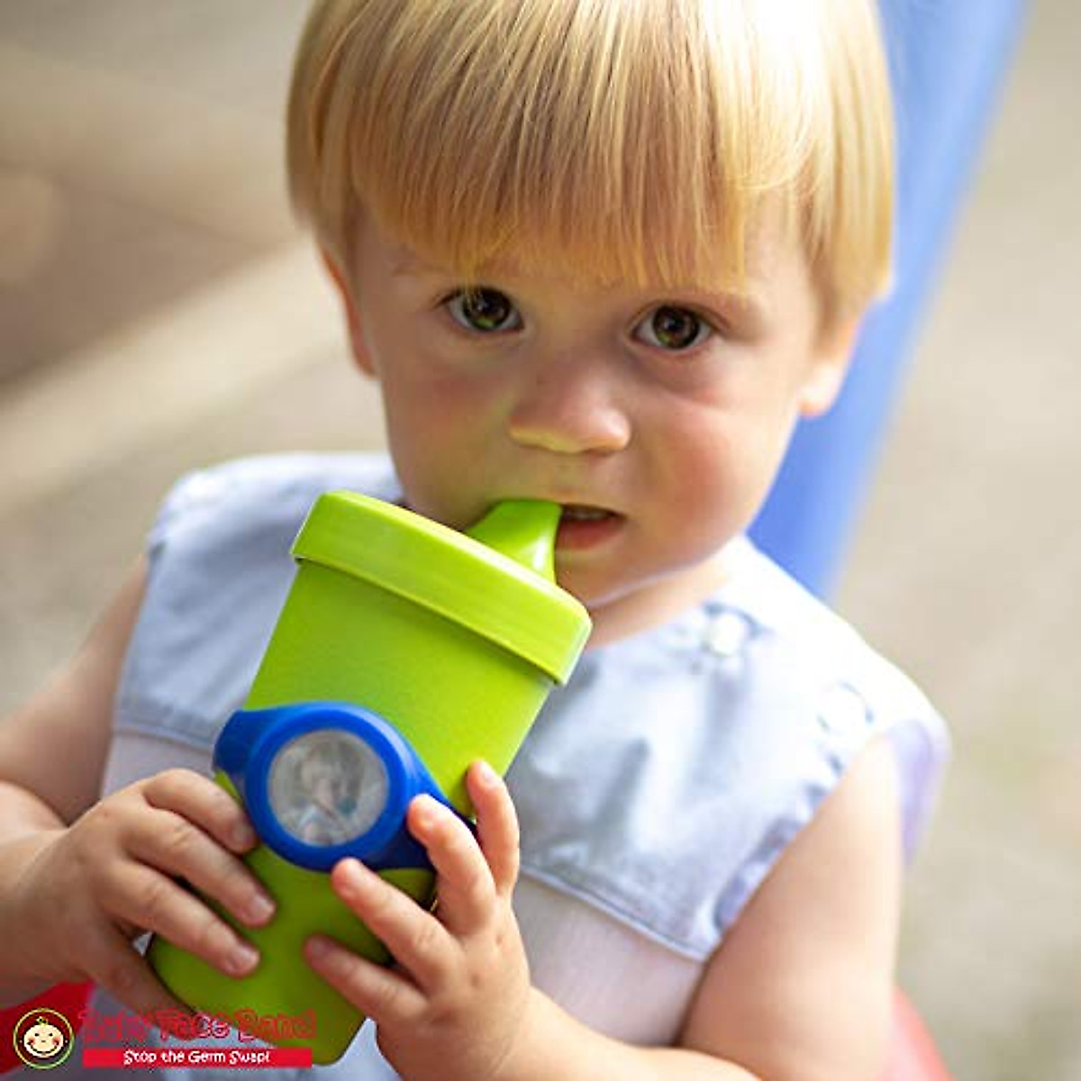Personalized Baby Bottle and Sippy Cup Label for Daycare Personalized Band with Your Childs Picture Baby Face Band 2 Pack Blue Pink 2 PK