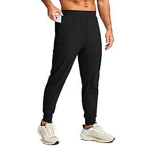 Soothfeel Men's Jogger Pants with Zipper Pockets Lightweight Athletic Workout Pants Gym Golf Joggers for Men Track Running (Black, XS)