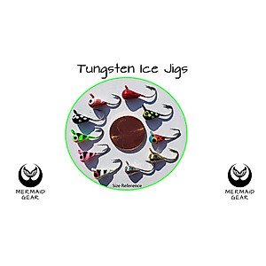 Tungsten UV Glow Ice Fishing Jigs - Divine 9 X 2=18 Pack Plus Free Tackle Box Case Included 4mm 1.1gm #10 Hook Lure Bait Walleye Crappie Panfish Trout