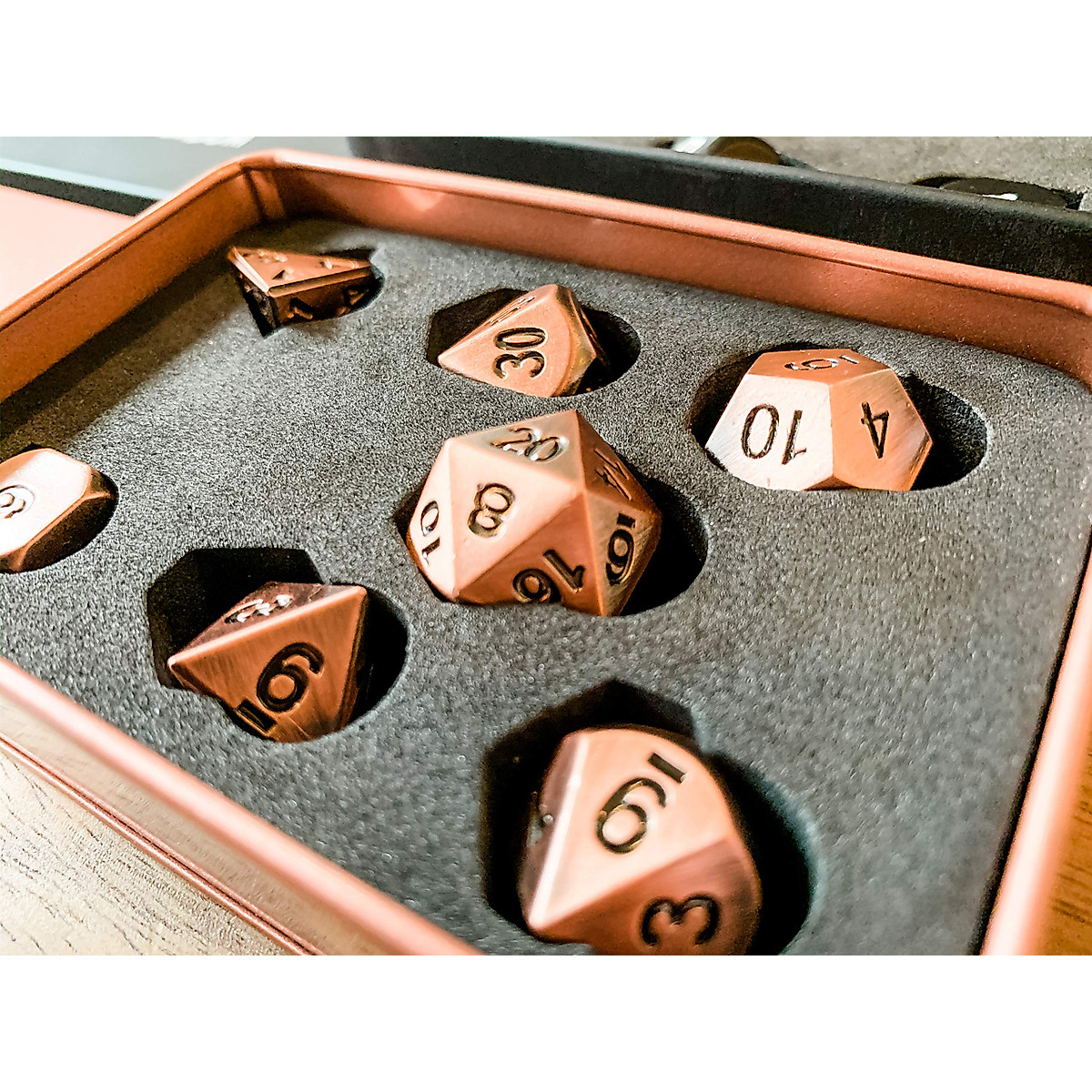 Premium Solid Metal Polyhedral RPG Dice Set - Bronze