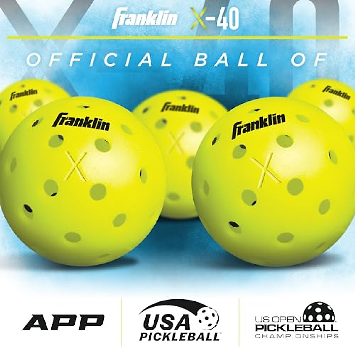 Franklin Sports Pickleball 2 Player Carbon Fiber Paddle and X-40 Pickleball Set - (2) Carbon Fiber Paddles - (4) X-40 Balls - Carry Bag - USA Pickleball Approved