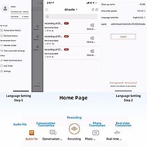 Voice to Text Recorder, DOSMONO 32G Voice Recorder with Transcription, High-Definition Recording, Dialogue Translation Photo Translation on APP for Lectures, Meetings