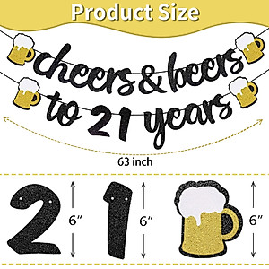 21st Birthday Decorations,Cheers to 21 Years Banner, 21st Birthday Banner for Women Men, Decorations for 21th Birthday Wedding Anniversary Party Supplies Decorations