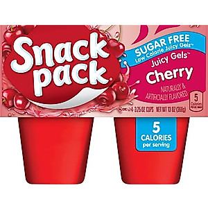 Snack Pack Sugar Free Cherry Flavored Juicy Gels, 4 Count Snack Cups