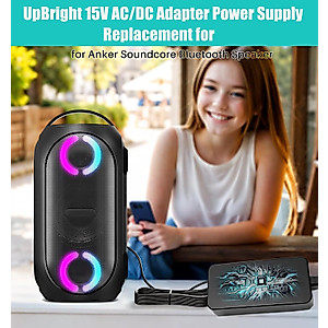 UpBright 15V AC/DC Adapter Compatible with Anker Soundcore Rave Mini A3390 A3390Z11 AK-A3390Z11 AKA3390Z11 A3390H12 PartyCast IPX7 Waterproof Bluetooth Portable Speaker 3A Power Supply Battery Charger