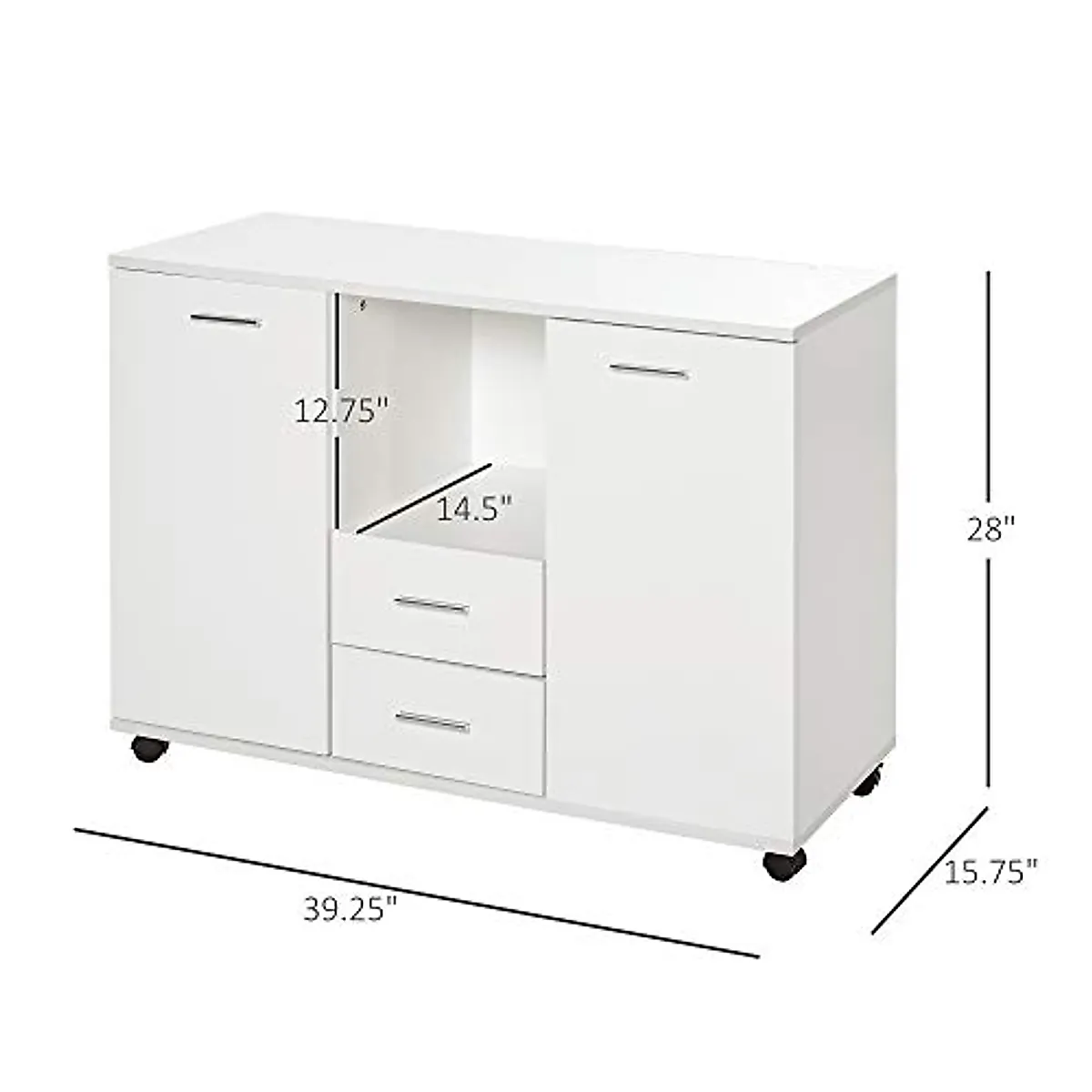 Vinsetto Multifunction Office Filing Cabinet Printer Stand with 2 Drawers, 2 Shelves, & Smooth Counter Surface, White