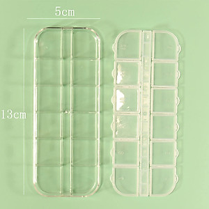 6PCS Nail Art Tool Jewelry Storage Box, 12 Compartments Plastic Rhinestone Organizer Container Case, Transparent Earrings Organizer Rectangular Jewelry Organizer (A)
