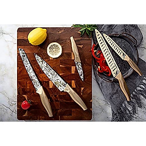 Karcu Knife Set, 5-piece Kitchen Knife Set Nonstick Coated with 5 Knife Sheath Covers