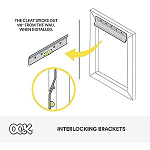 OOK 533212 French Cleat, Picture and Mirror Hanger with Hardware, 60lb, Aluminum (7 Piece)