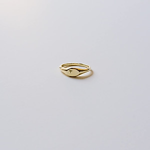 espere 18K Gold Plated Tiny Signet Ring Oval Pinky Stacking Ring North Star Dainty Gold Rings for Women