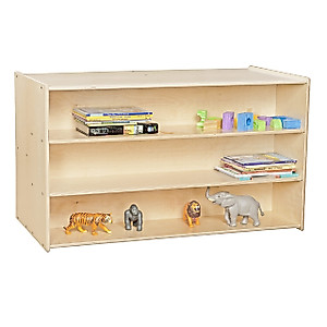 Contender Kids Dual Cubbie Storage Shelves, Pigeon Hole Shelving Montessori Shelves for Toddlers Cubbies for Classrooms, Toy Rack Organizer for Kids, 12 Translucent Trays,Natural,C16601