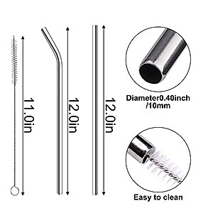 AIERSA 6 Pack Stainless Steel Replacement Straws Compatible Stanley 40oz Tumbler,Reusable Straw for Stanley Adventure Quencher Travel Tumbler, Straws with Cleaning Brush for Stanley Cup Accessories