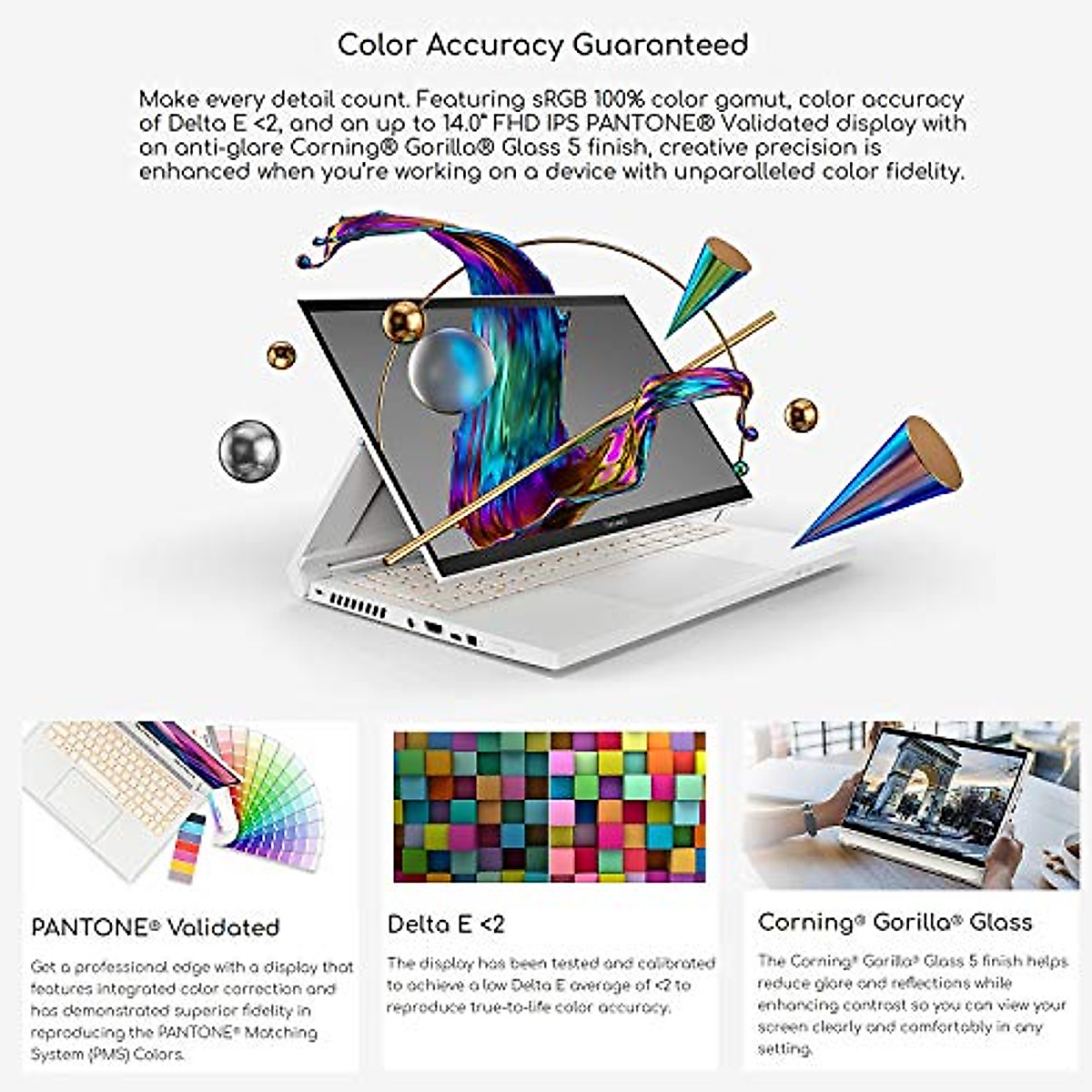 Acer ConceptD 3 Ezel CC314-72G-72SX Convertible Creator Laptop, Intel i7-10750H, GeForce GTX 1650 Max-Q, 14" FHD, Gorilla Glass, Pantone Validated, 100% sRGB, 16GB, 512GB NVMe SSD, Wacom AES 1.0 Pen