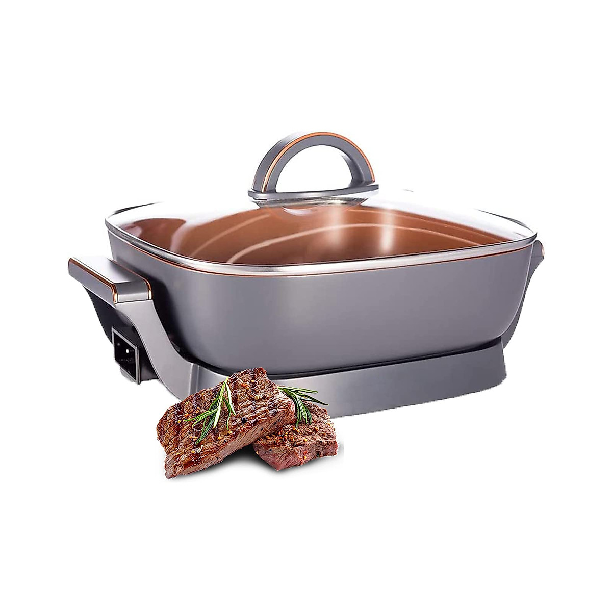 Extra Deep Nonstick Electric Skillet - Scratch Resistant - Serves 3 to 5 People (6Qt.)