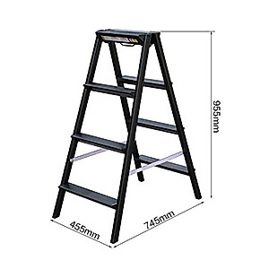 PENGJIE Folding Ladder Step Stool Ladder 4 Step Folding Aluminum Stool Heavy Duty Steel Portable Anti Slip Mat Tread Compact 120 Kg Capacity