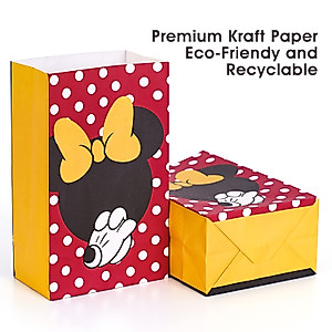 24 Pack Mickey Minnie Party Favor Bags Paper Goodie Bags - Treat Candy Bag for Kids' Minnie Mickey Theme Party, Boys Girls Mickey Birthday Party Supplies Gift Bags with Stickers for Party Decorations