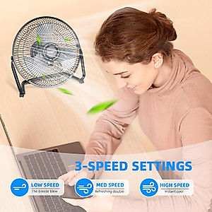BEYOND BREEZE 9 inch Floor Fan, 3-Speed Small All Metal Cradle Floor Fans with Adjustable Tilt for Desk, Tabletop, Office