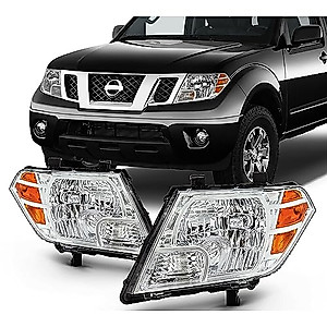 HH Building 2pcs Headlight Front Left Right Driver Passenger Side Clear Lens Chrome Housing Extended Extended/Crew Halogen Headlights Lamps NF09-L-HD-JH-NF09-R-GX 26060ZL40A 20907900