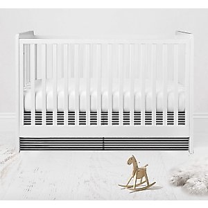 Bacati - Pin Stripes Cotton Crib Skirt 100% Cotton Percale with 13 inch Drop for US Standard Crib (Black)