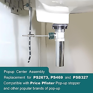 Enhon 2 Pack Lavatory Pop up Center Piece Assembly, Compatible with Price Pfister Pop up Stopper and Other Popular Brands, Replacement for PS2673, Pivot Rod Bathroom Sink Repair Kit, Chrome