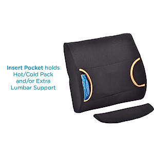 NOVA Medical Products NOVA Lumbar Support Pillow, Back Lumbar Cushion with Hot & Cold Pack and Extra Lumbar Insert, Breathable & Removable Washable Cover, Black