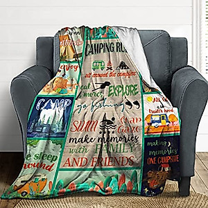 Firiseroh Camp Life Throw Blanket Flannel Soft for Bedroom Sofa Travelling Camping for Kids Adults