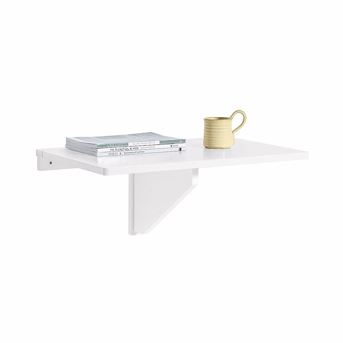 Haotian FWT03-W, White Wall-Mounted Drop-Leaf Table, Folding Kitchen & Dining Table Desk, Home Office Table Desk Workstation, Computer Desk, Trestle Desk