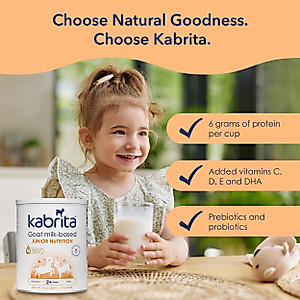 Kabrita Junior Goat Milk Powder for Kids - Easy to Digest Powdered Goat Milk Ages 2-7 - Immunity Boosting Containing Vitamin C, D, E, Protein & Calcium - Non-GMO Gentle on Sensitive Tummies - 14Oz