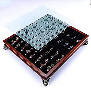 THPT Chess Chinese Creative Three-Dimensional Figure Solid Wood Ornaments Enamel Color Chess Board Parent-Child Set Gift Board Games (Color : White,Transparent,Brown)