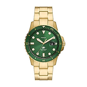 Fossil Men's Fossil Blue Quartz Stainless Steel Three-Hand Watch, Color: Gold (Model: FS5950)