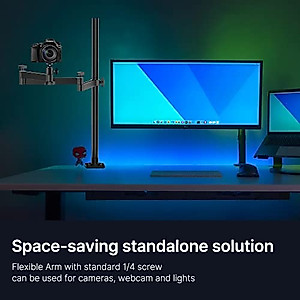 ULANZI Camera Desk Mount Stand with Flexible Arm, Overhead Camera Mount, Articulated Arm with 360° Rotatable Ball Head, Aluminum Desk Mounting Stand for Ring Light/DSLR Camera/Webcam/Panel Light