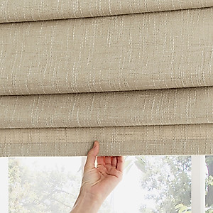 Sun Zero Preble Textured Total Blackout Cordless Roman Shade, 35" x 64", Beige