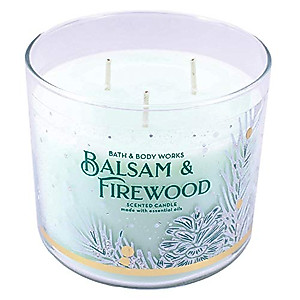 White Barn Bath and Body Works Balsam and Firewood 3 Wick Scented Candle 14.5 Ounce